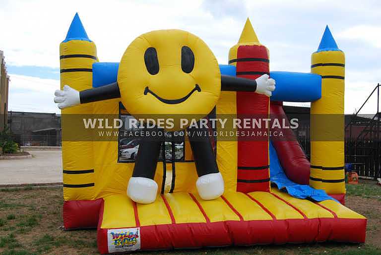 Smiley Face Inflatable Bouncer Castle w/ Dry Slide
