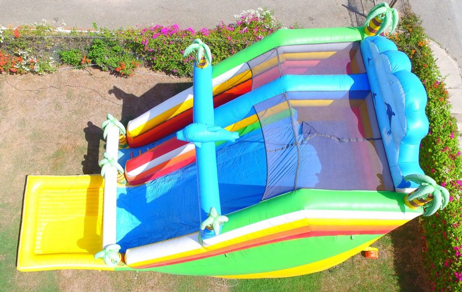 30 Ft Tropical Inflatable Water Slide w/ Pool